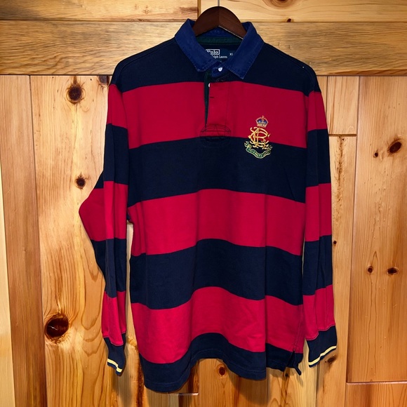 Polo Ralph Lauren | Shirts | Vintage Mens Polo Ralph Lauren Prl Long Sleeve Rednavy Rugby Polo ...